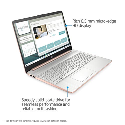HP 15.6 inch HD Micro-Edge Business Laptop, AMD Ryzen 5 3500U, Windows 10 Pro, 12GB RAM, 256GB SSD, Wi-Fi, Bluetooth, Webcam, HDMI, SD Reader, | 32GB Tela USB Card, Rose Gold