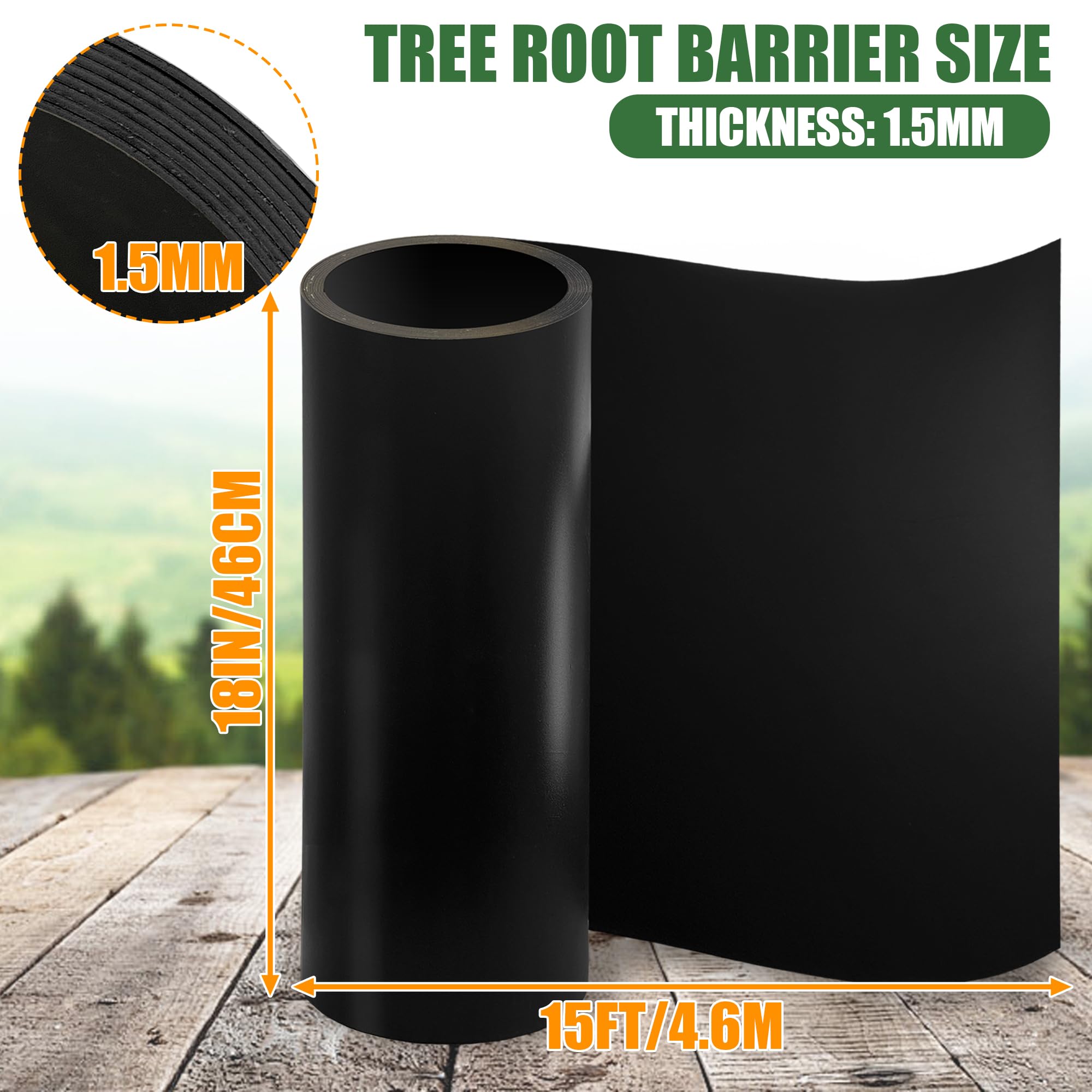 Joewuzun Tree Root Barrier 18in Root Barrier Grass Weed Barrier Bamboo Barrier Garden Edging for Landscape Edging Blocks 15ft