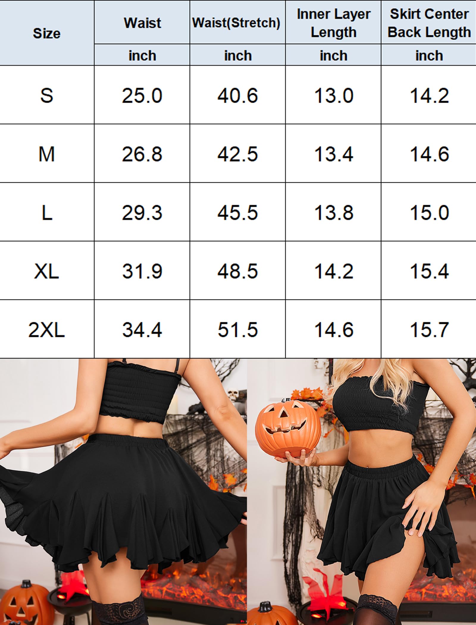 Avidlove Women's Pleated Skater Skirt Basic Casual High Waisted Ruffles Flared Mini Skirts Western Outfit (Black,M)