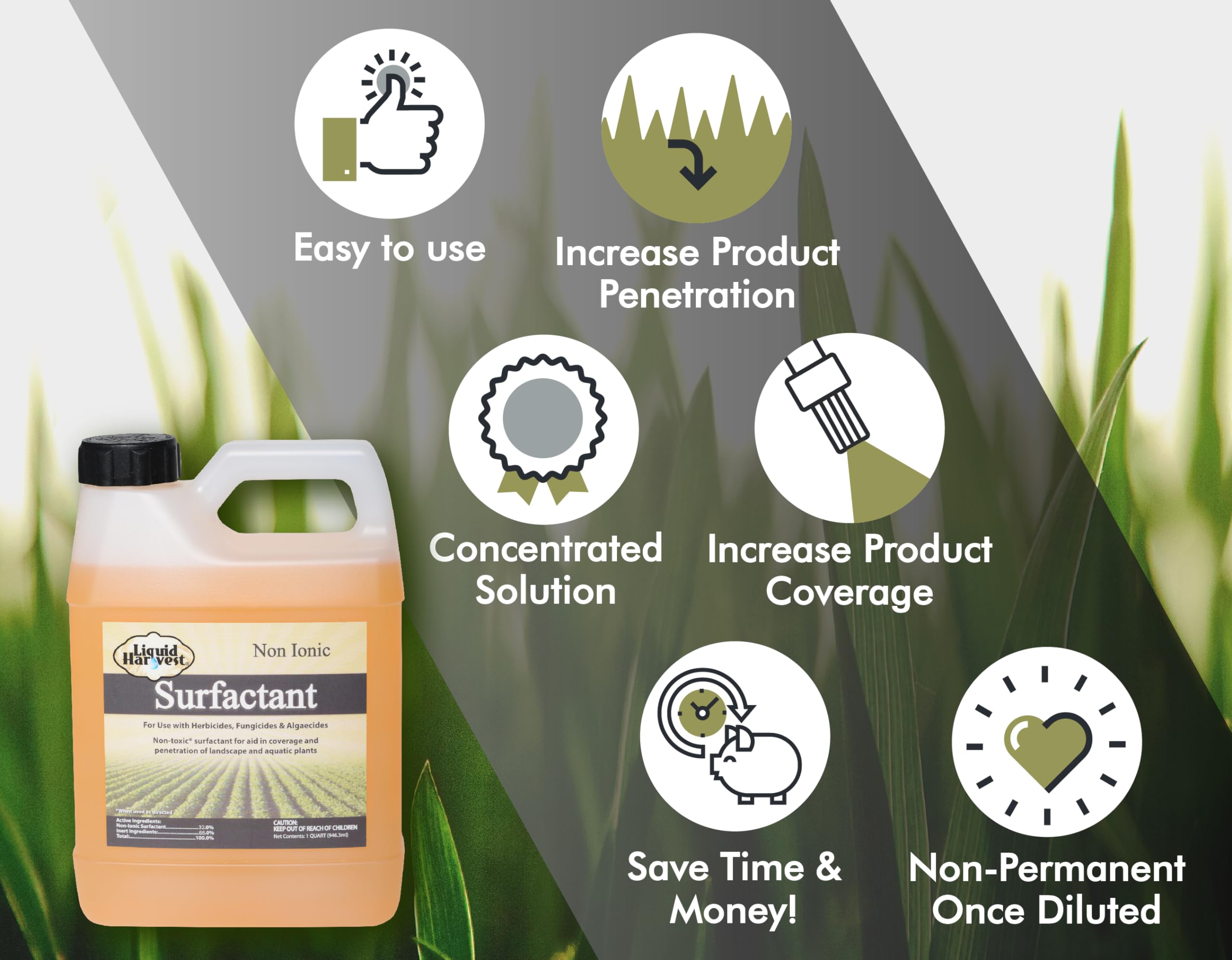 Concentrated Surfactant for Herbicides Non-Ionic 32oz, Increase Product Coverage, Increase Product Penetration, Increase Product Effectiveness