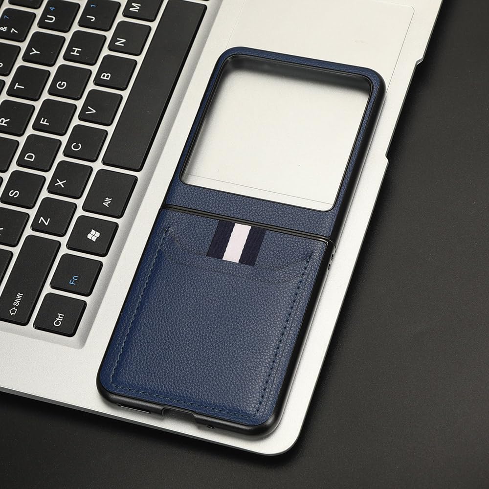 Ranyi for Motorola Razr+ (2023) Case, Motorola Razr 40 Ultra Case, Slim Leather Wallet Case with Credit Card Holder Slots Protective TPU Bumper Case for Motorola razr+ 2023 /Razr 40 Ultra -Blue
