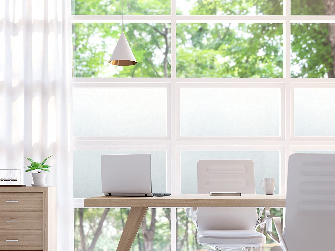 VSUDO 2 Rolls 35.4" by 78.7" Static Cling Window Film for Privacy, Frosted Glass Pattern Window Tint Sticker for Home or Office (38.75 Sq. Ft Total)