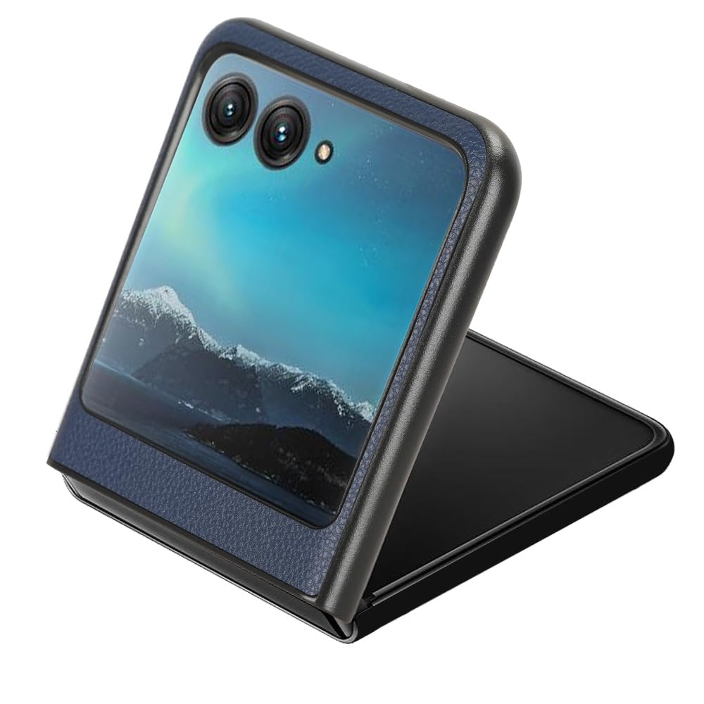 Ranyi for Motorola Razr+ (2023) Case, Motorola Razr 40 Ultra Case, Slim Leather Wallet Case with Credit Card Holder Slots Protective TPU Bumper Case for Motorola razr+ 2023 /Razr 40 Ultra -Blue