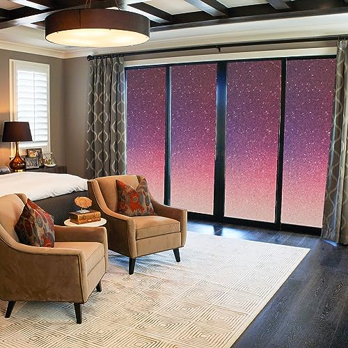 IOACIY Privacy Window Film Frosted Glass Sticker for Home Office Static Anti-UV Window Paper Decorative Window Covering for Bathroom (Universe Outer Space Starry Sky Red Blue-235, 17.7" x 23.6")