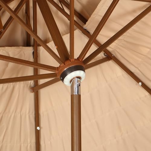 PUPZO 9 ft - Patio Umbrella, Tiki Thatched Outdoor Umbrella with Hawaiian Style Beach Umbrella with Center Light