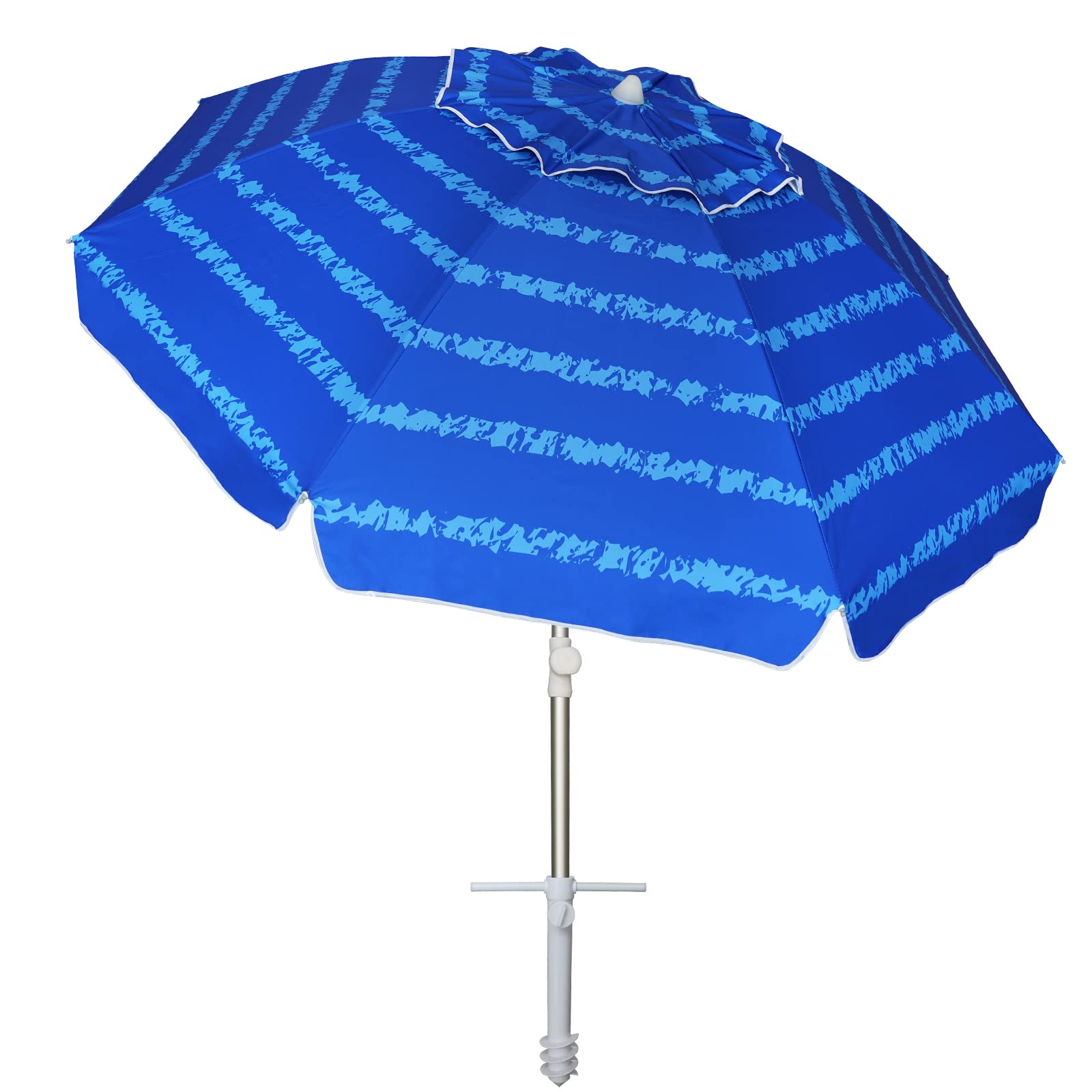 AMMSUN Beach Umbrellas for Sand Heavy Duty Wind Portable, 6.5 ft Beach Umbrella with Sand Anchor & UV Protection, Outdoor Patio Umbrella with Carry Bag for Beach Patio Garden Outdoor, Blue