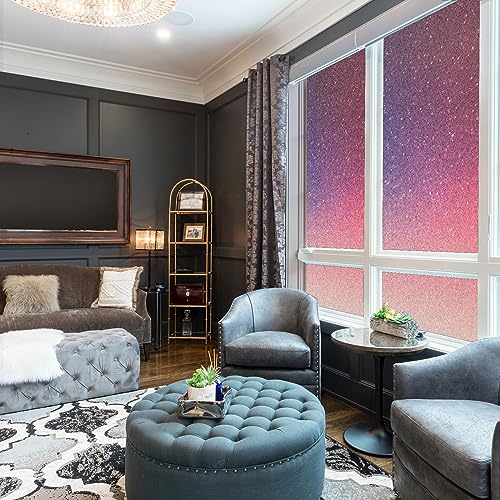 IOACIY Privacy Window Film Frosted Glass Sticker for Home Office Static Anti-UV Window Paper Decorative Window Covering for Bathroom (Universe Outer Space Starry Sky Red Blue-235, 17.7" x 23.6")