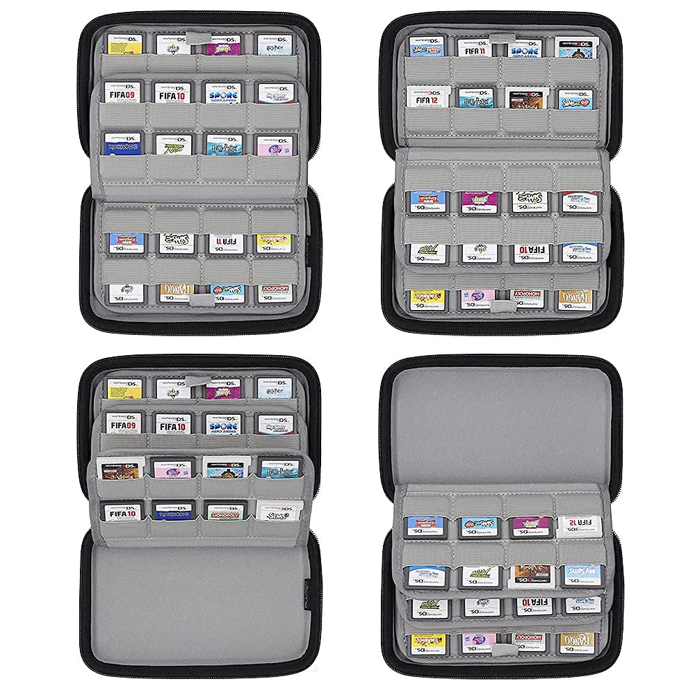 sisma 64 Games Case for Nintendo 3DS DS Game Cards (Black) + Nintendo Gameboy Games Organizer (Grey)