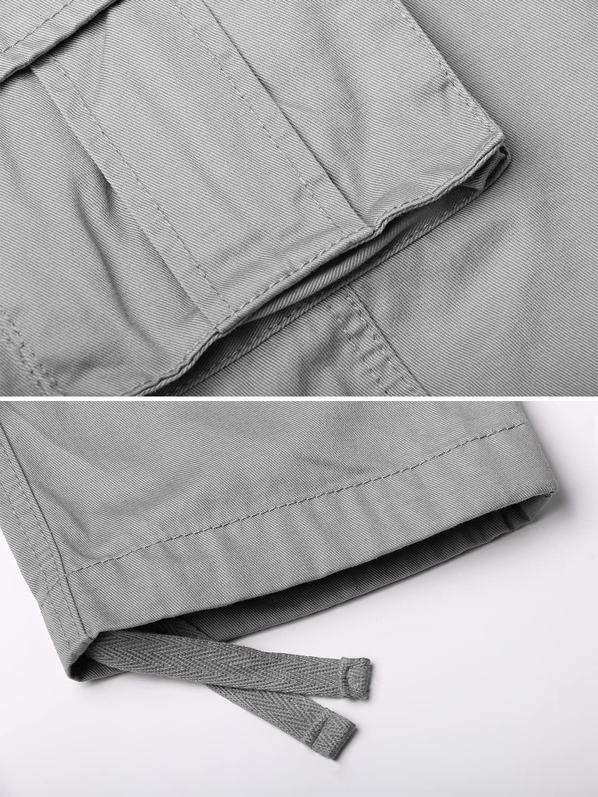 OCHENTA Men's Cotton Casual Cargo Work Pants Military Tactical Combat with 8 Pockets Hiking Light Grey 42
