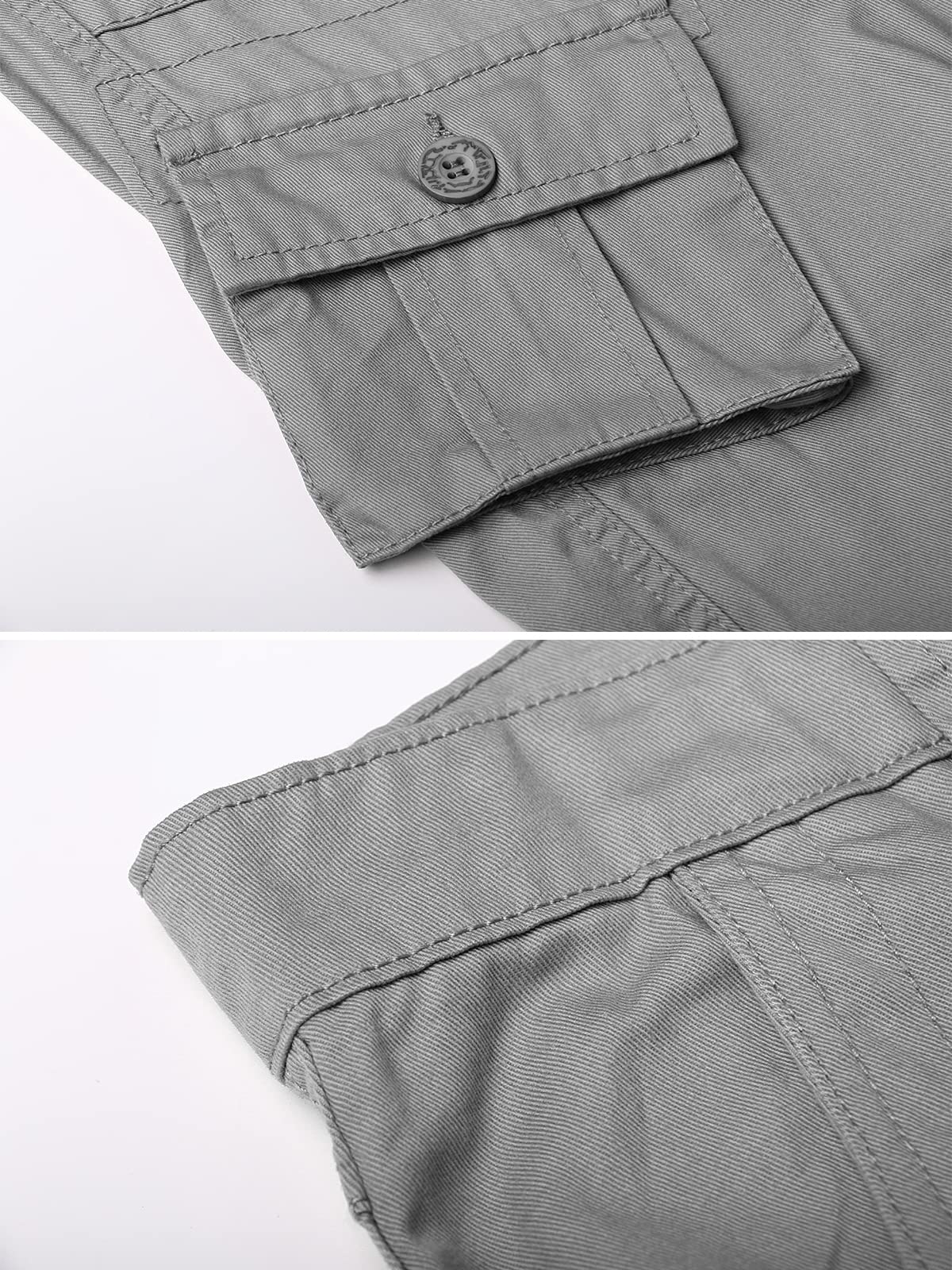 OCHENTA Men's Cotton Casual Cargo Work Pants Military Tactical Combat with 8 Pockets Hiking Light Grey 42