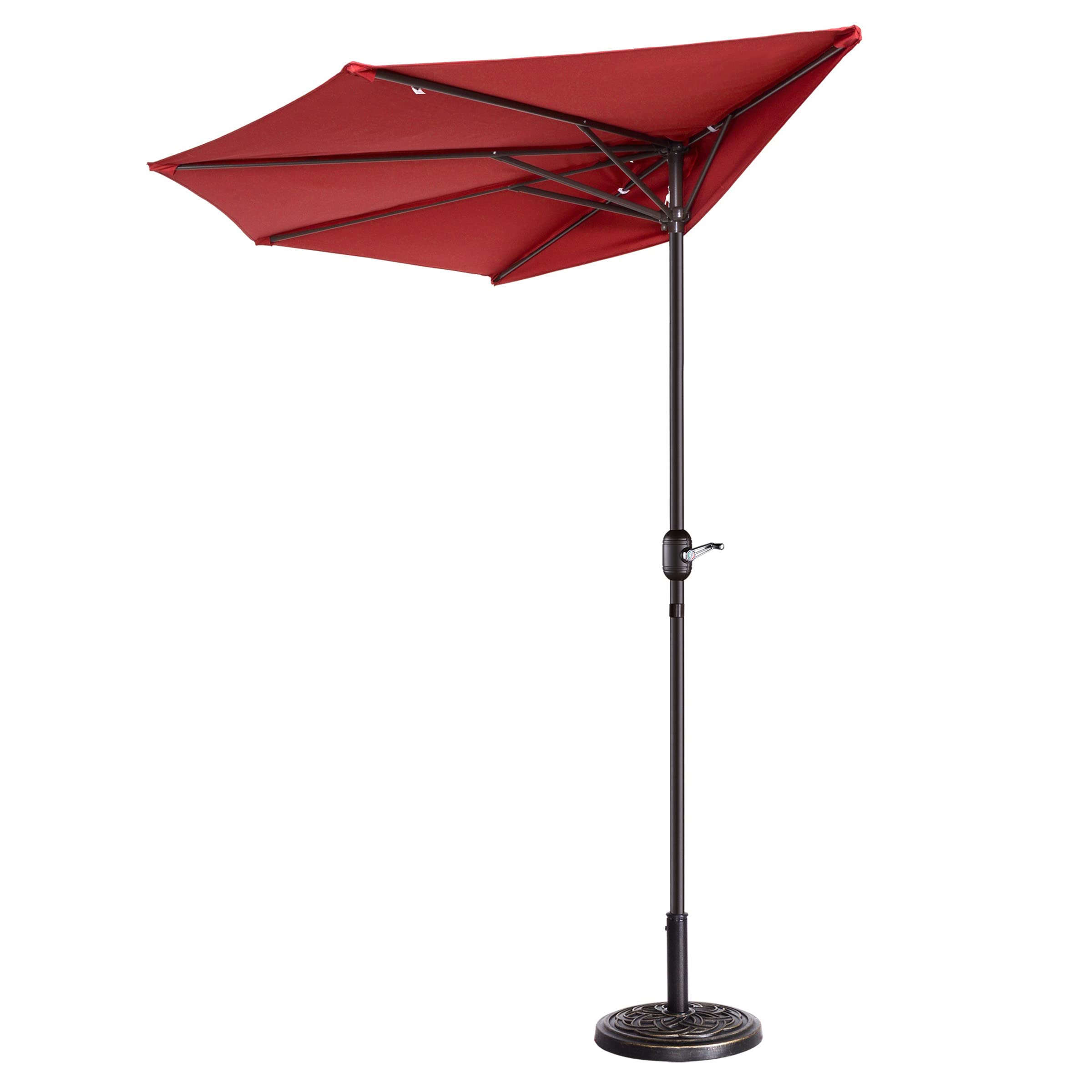 villacera 9' Outdoor Patio Half Umbrella with 5 Ribs, Fade Resistant Condo or Townhouse Umbrella in Red