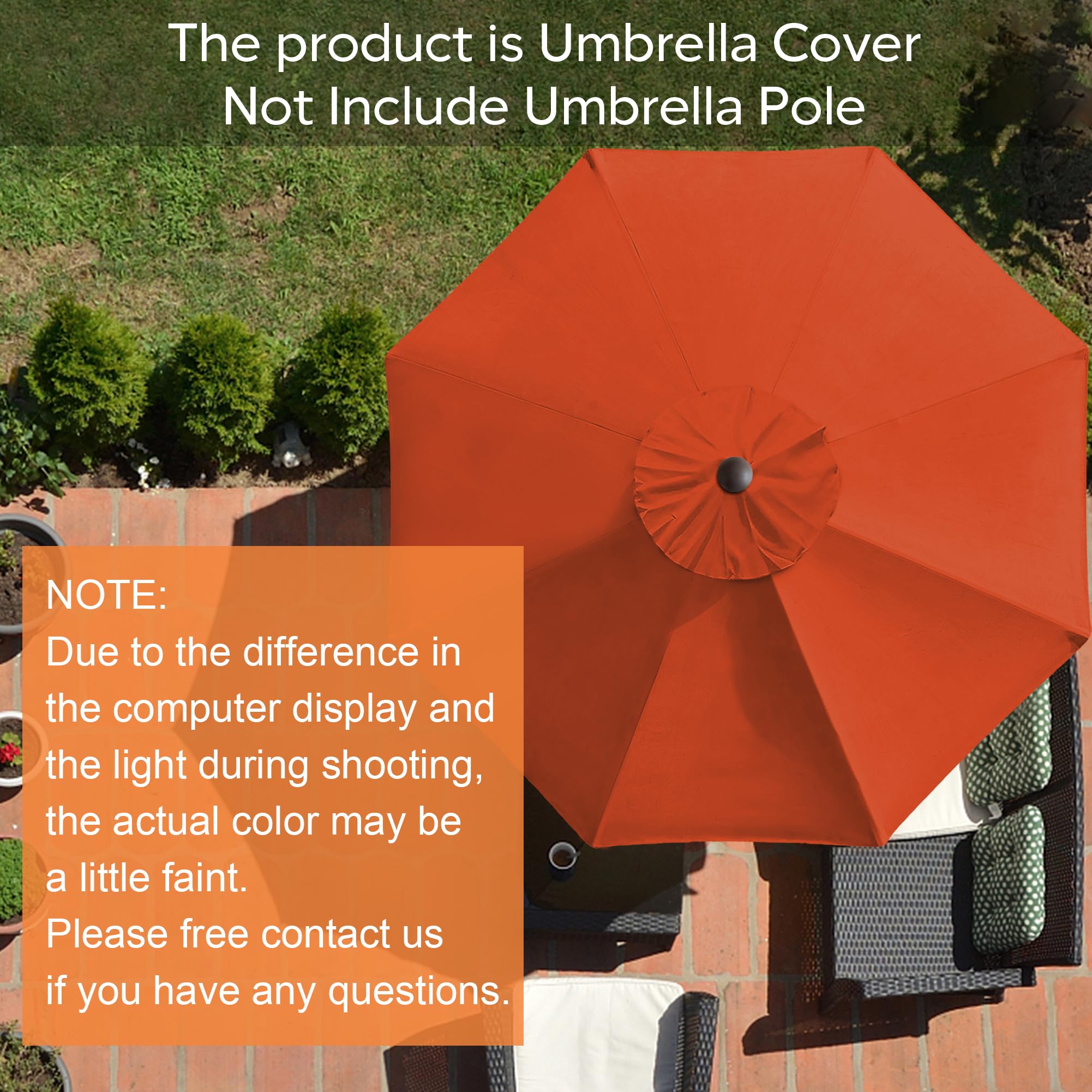 EliteShade USA 9FT Replacement Covers 8 Ribs Market Patio Umbrella Canopy Cover (CANOPY ONLY) (Rust)
