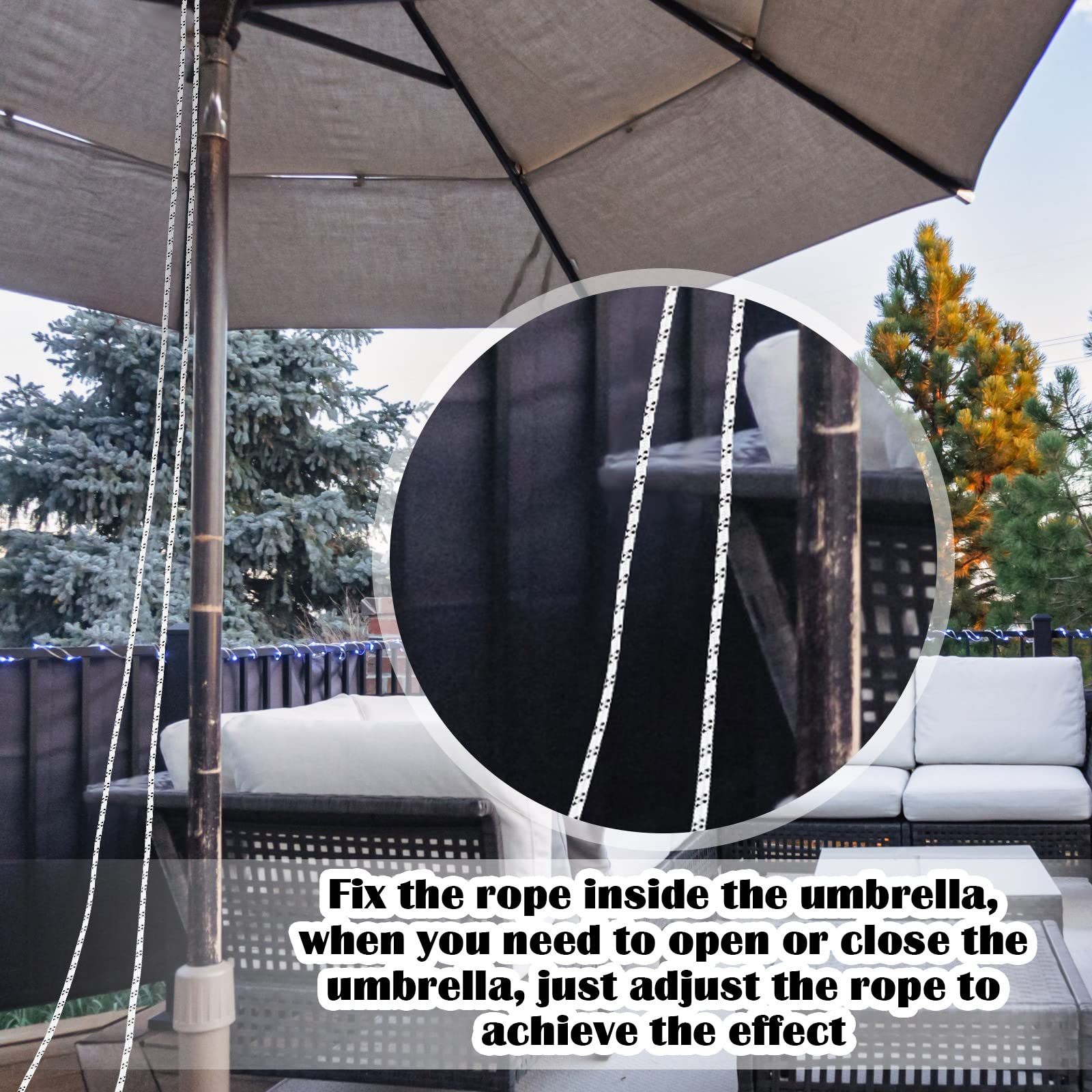 Woanger 2 Pcs Outdoor Patio Umbrella Cord Line Nylon Rope 40 ft Replacement String Parts for Patio Umbrella Base Outdoor Replacement Accessories(0.16'' Diameter)