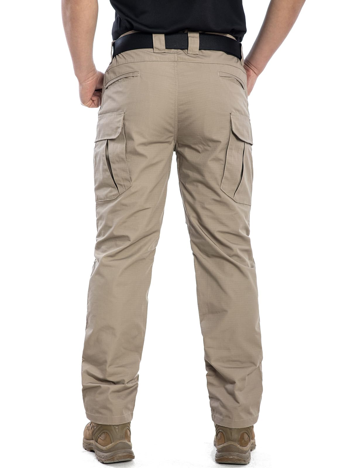 NAVEKULL Men's Outdoor Tactical Pants Rip Stop Lightweight Waterproof Military Combat Cargo Work Hiking Pants Khaki