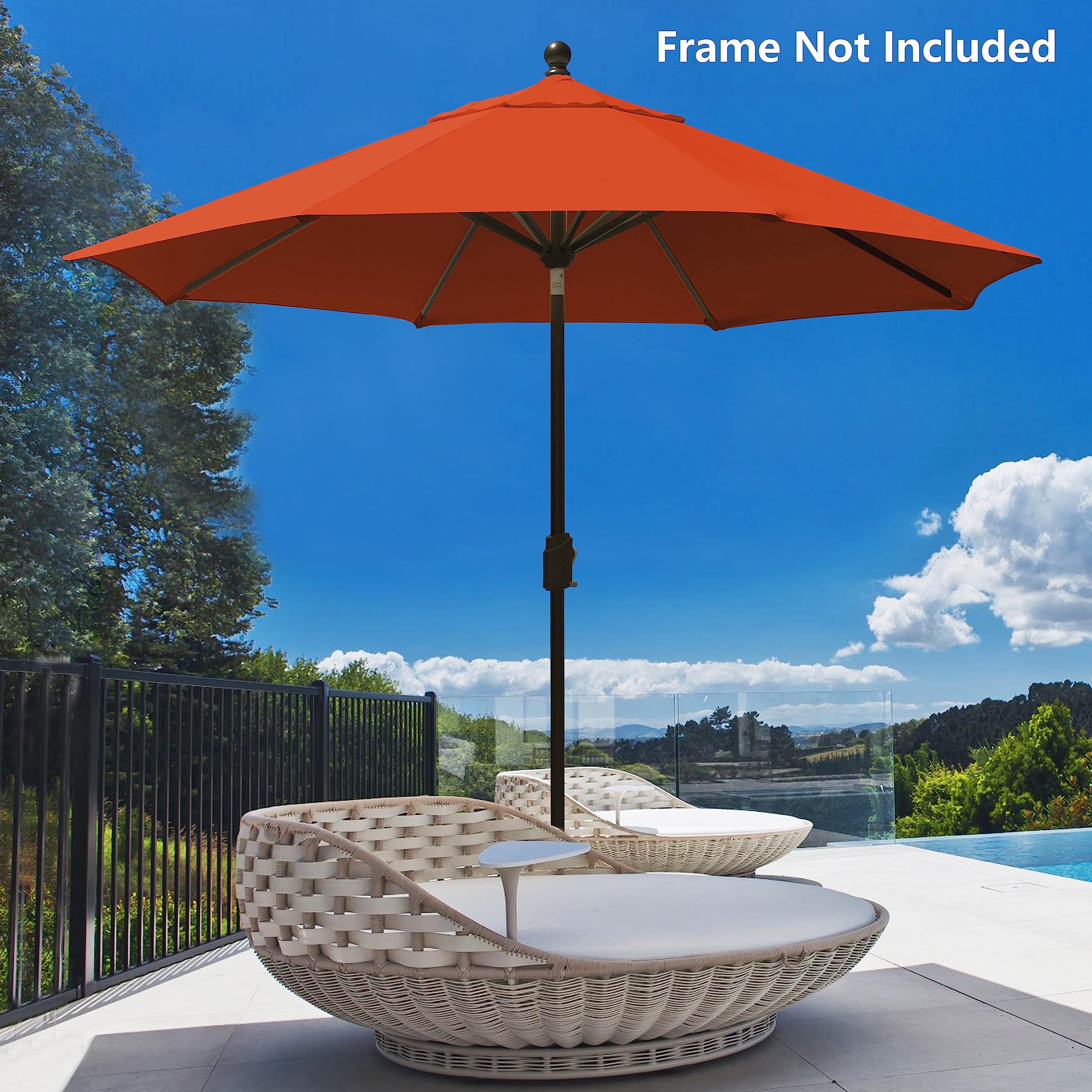 EliteShade USA 9FT Replacement Covers 8 Ribs Market Patio Umbrella Canopy Cover (CANOPY ONLY) (Rust)