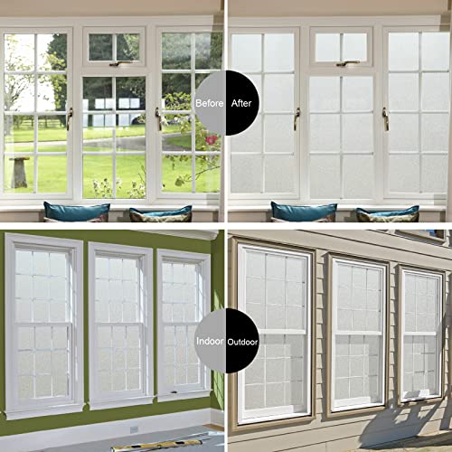 AWXD Frosted Glass Window Film,Window Privacy Film with Installation Tools, Sun Blocking Heat Control Anti Glare Window Tint,Static Cling Removable Window Sticker for Home Office (17.5" x 78.7")
