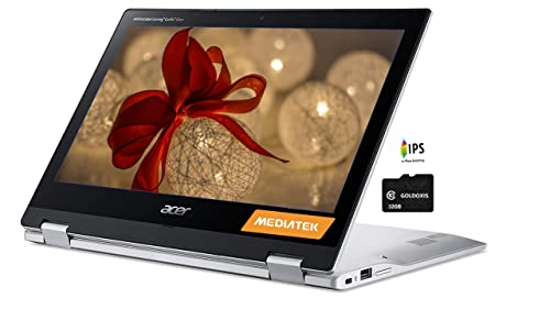 Acer Spin 311 Chromebook, Business & Student Convertible Laptop, 11.6" HD 2-in-1 Touchscreen IPS, MediaTek MT8183C Octa-Core, 4GB LPDDR4X 32GB eMMC, WiFi 5 USB-C BT Chrome OS, Goldoxis 32GB Card