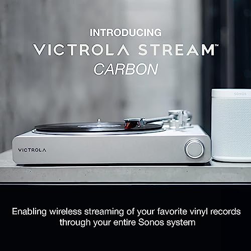 Victrola Stream Carbon Turntable - 33-1/3 & 45 RPM Vinyl Record Player, Works with Sonos Wirelessly, High Precision Cartridge, Semi-Automatic, Wi-Fi, RCA, Pre-Amp Out, Sleek & Stylish, Matte Finish