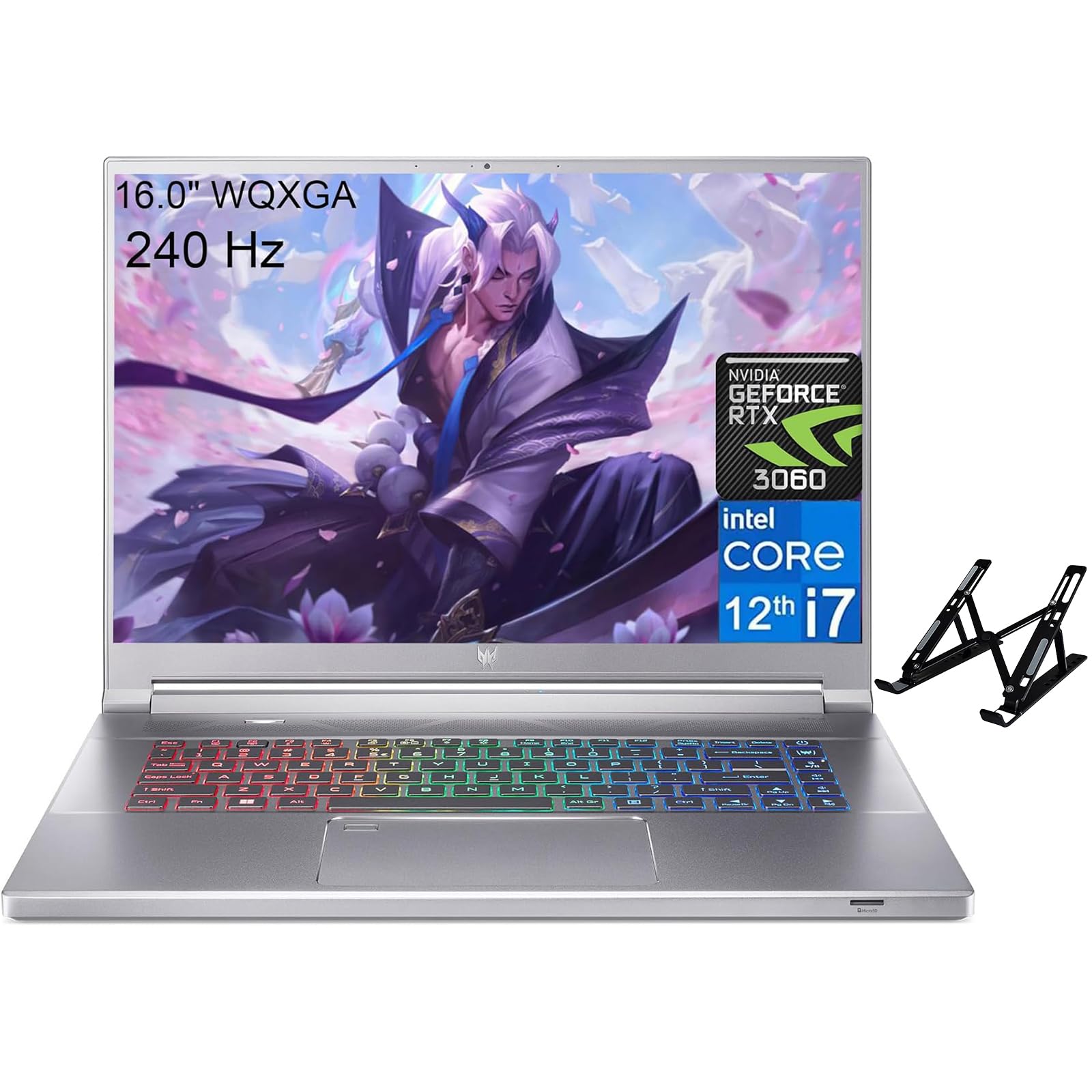 Acer Predator Triton 300 SE Gaming Laptop - 16" 240Hz Display, Intel Core i7 12700H (14 core), GeForce RTX 3060, 32GB DDR5 RAM, 2TB SSD, Wi-Fi 6E, Backlit Keyboard, Windows 11 Home, with Laptop Stand