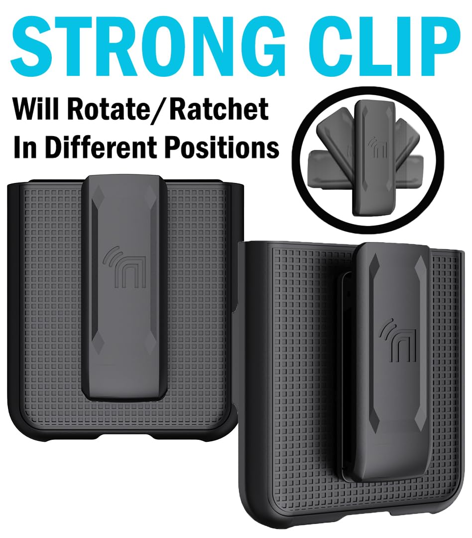 Case with Clip for Motorola RAZR+ 2023, Nakedcellphone [Grid Texture] Slim Hard Shell Cover and [Rotating/Ratchet] Belt Hip Holster Holder Combo for Moto RAZR Plus '23 (RAZR 40 Ultra) - Black