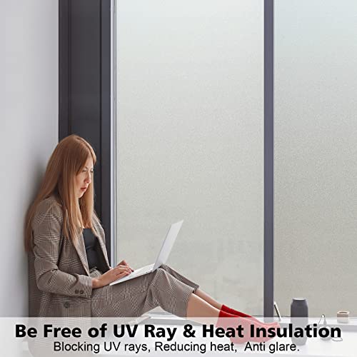 AWXD Frosted Glass Window Film,Window Privacy Film with Installation Tools, Sun Blocking Heat Control Anti Glare Window Tint,Static Cling Removable Window Sticker for Home Office (17.5" x 78.7")