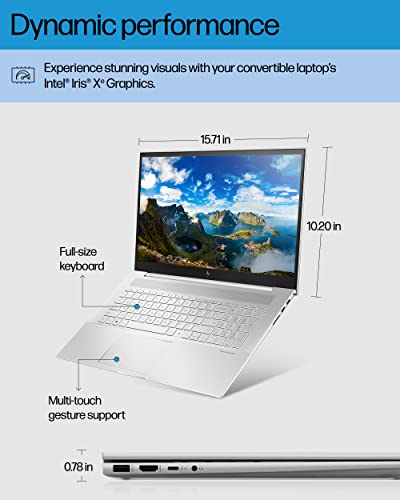 HP Envy Laptop, Intel Core i7-1255U Processor, Intel Iris Xe Graphics, 12 GB RAM Memory, Windows 11 Home Operating System, (17-ch2010, Natural Silver)