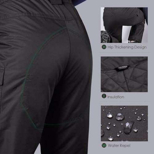 FREE SOLDIER Men's Waterproof Warm Snowboard Insulated Pants Winter Ski Snow Pants Small(30-32)/32L