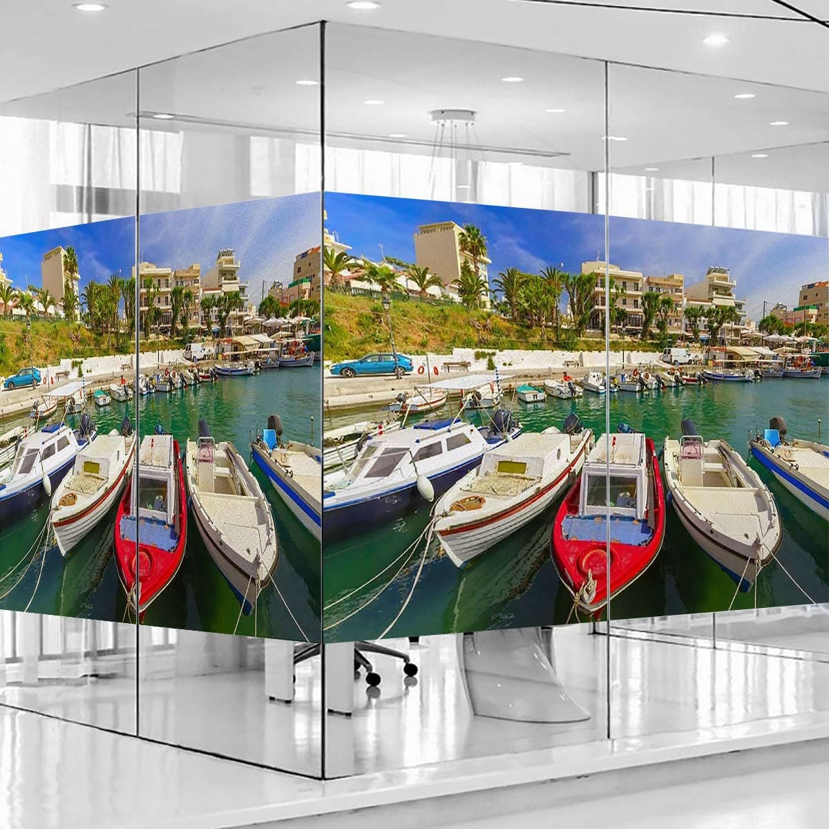 Teal Red Frosted Window Privacy Film Blackout Static Cling Removable Window Film Sun Blocking Anti UV Glass Film for Home Sliding Door Italy Summer Landscape Privacy Film 17.7Wx23.6L-inch x2 Pcs