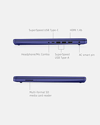 HP 14 Laptop, Intel Celeron N4020, 4 GB RAM, 64 GB Storage, 14-inch HD Touchscreen, Windows 10 Home, Thin & Portable, 4K Graphics, One Year of Microsoft 365 (14-dq0050nr, 2021, Indigo Blue)