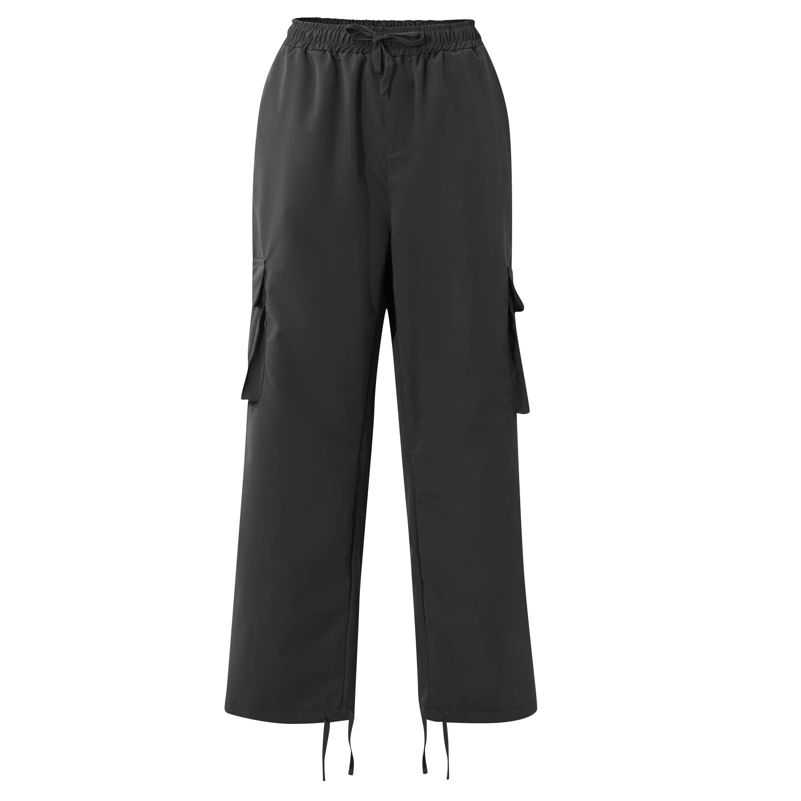 Pull On Pants for Men, Jogger Sweatpants Men Mens Sweatpants Joggers Lined Pants Winter Men's Overalls Drawstring Multi Pocket Casual Pants Hiking Cotton Twill Combat Pants (XL, Black)