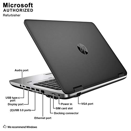 HP ProBook 640 G2 Laptop, 14 HD Display, Intel Core i5-6300U Upto 3.0GHz, 16GB RAM, 256GB NVMe SSD, DisplayPort, Wi-Fi, Bluetooth, Windows 10 Pro (Renewed)