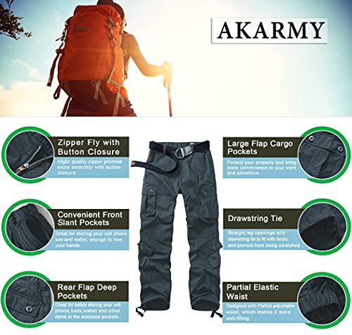 AKARMY Womens Cargo Pants with Pockets, Outdoor Casual Ripstop Military Combat Construction Work Pants 2040 Gray