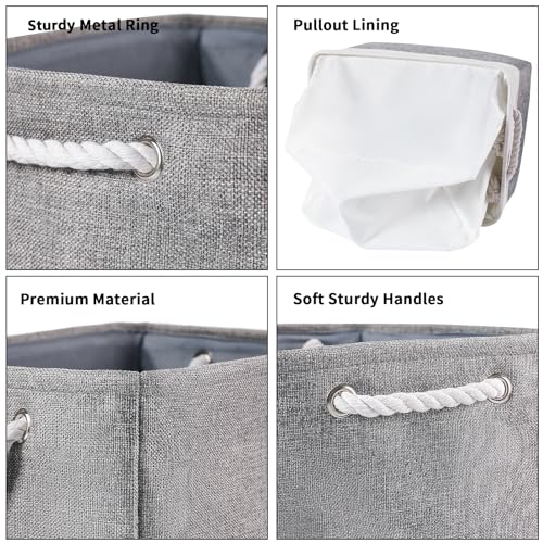 QBSM Storage Baskets for Organizing, 11.8'' x 7.8'' x 5.1'' Set of 6 Fabric Storage Cubes Baskets for Shelves, Small Collapsible Linen Organizers Bins with Handles for Closet Laundry Nursery