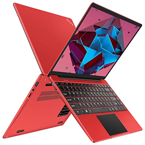 Ruzava Windows 10 Laptop Computers, 14" 6GB RAM 128GB SSD Support 1TB SSD Expansion, 1920x1080 FHD Traditional Laptop for Work Study Entertainment-Red