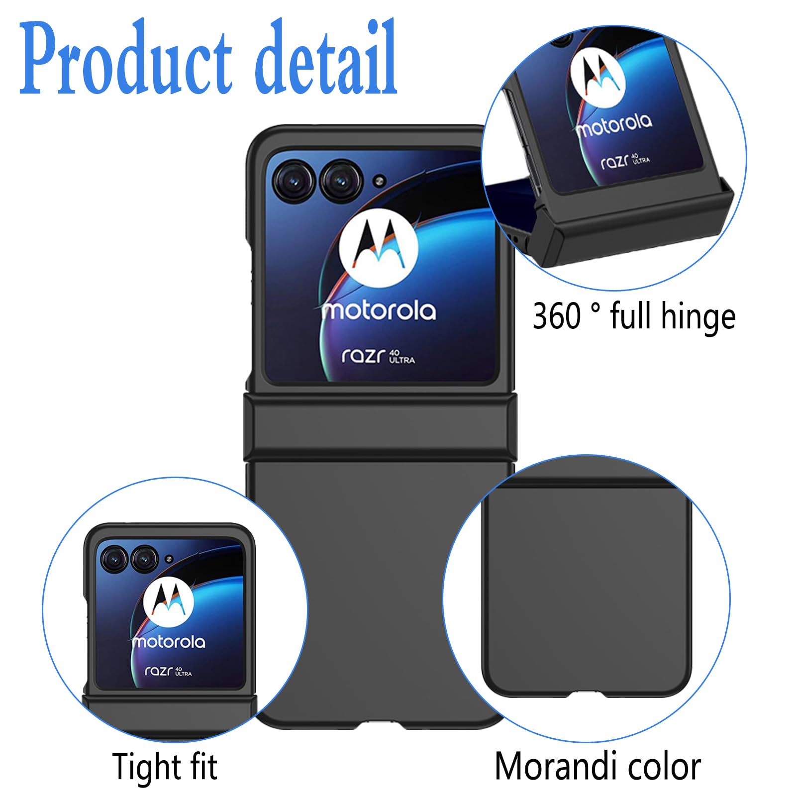 Compatible Flip Case for Motorola Razr Plus,2023 Case with Hinge Protector,2023 Motorola Razr 5g Flip Case,Motorola Razr 40 Ultra Case,Hard PC Thin Shockproof Case for Motorola Razr+ Case (Black)