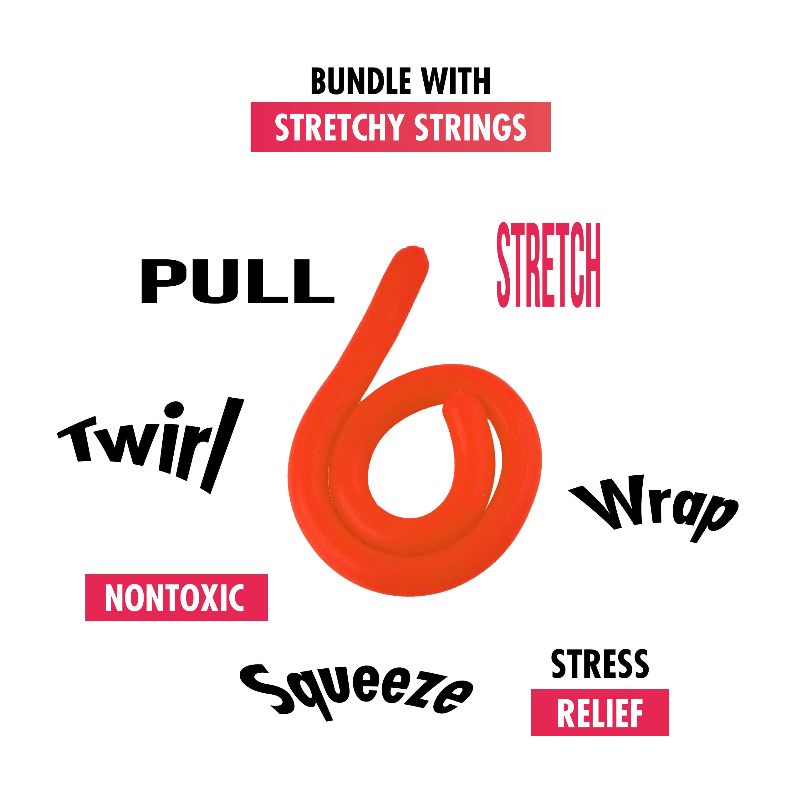 Liquid Motion Bubbler Sensory Toys – 2 Pc Set Bundle Stretchy String Fidget Toys Timer for Stress Relief and Anxiety Relief Great for Toddler, Children, Kids, Adults, Seniors, ADHD Autism ADD Orange