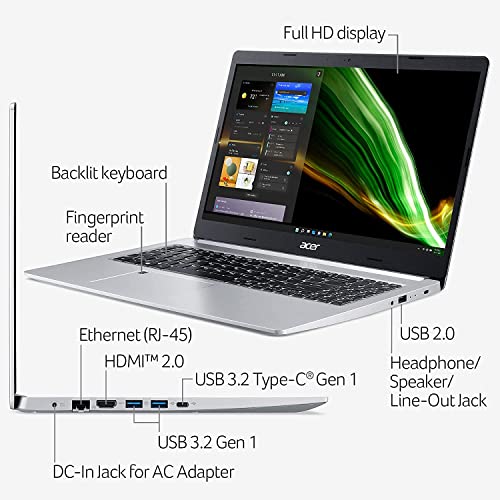 Acer 2022 Newest Aspire 5 Slim 15.6" FHD IPS Laptop, Quad-Core AMD Ryzen 7 3700U (Upto 4GHz), Radeon Graphics, 16GB RAM, 1TB PCIe SSD,WiFi 6, Webcam, Backlit KB, FingerReader, Win 11+MarxsolCables