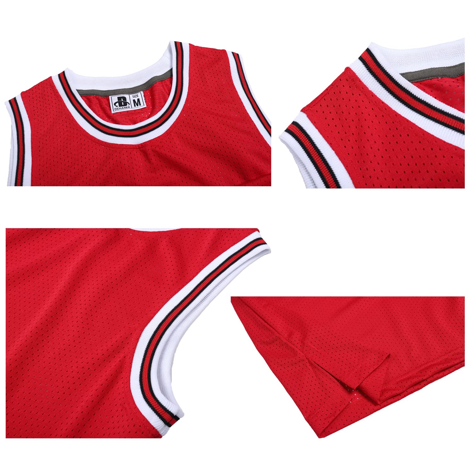 3 Pack Basketball Jerseys for Men Women Dad Mom Children Plain Mesh Custom T-Shirt Causal Summer Tank Tops,Black/Red/White Jersey,Men Size X-Large