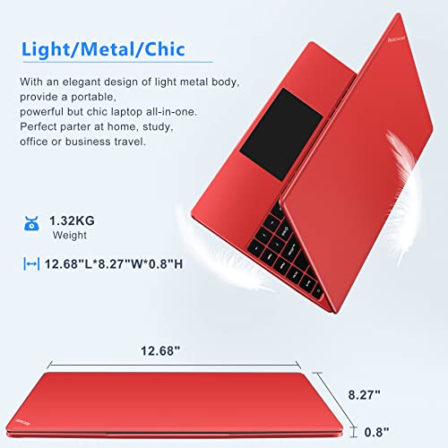 Ruzava Windows 10 Laptop Computers, 14" 6GB RAM 128GB SSD Support 1TB SSD Expansion, 1920x1080 FHD Traditional Laptop for Work Study Entertainment-Red