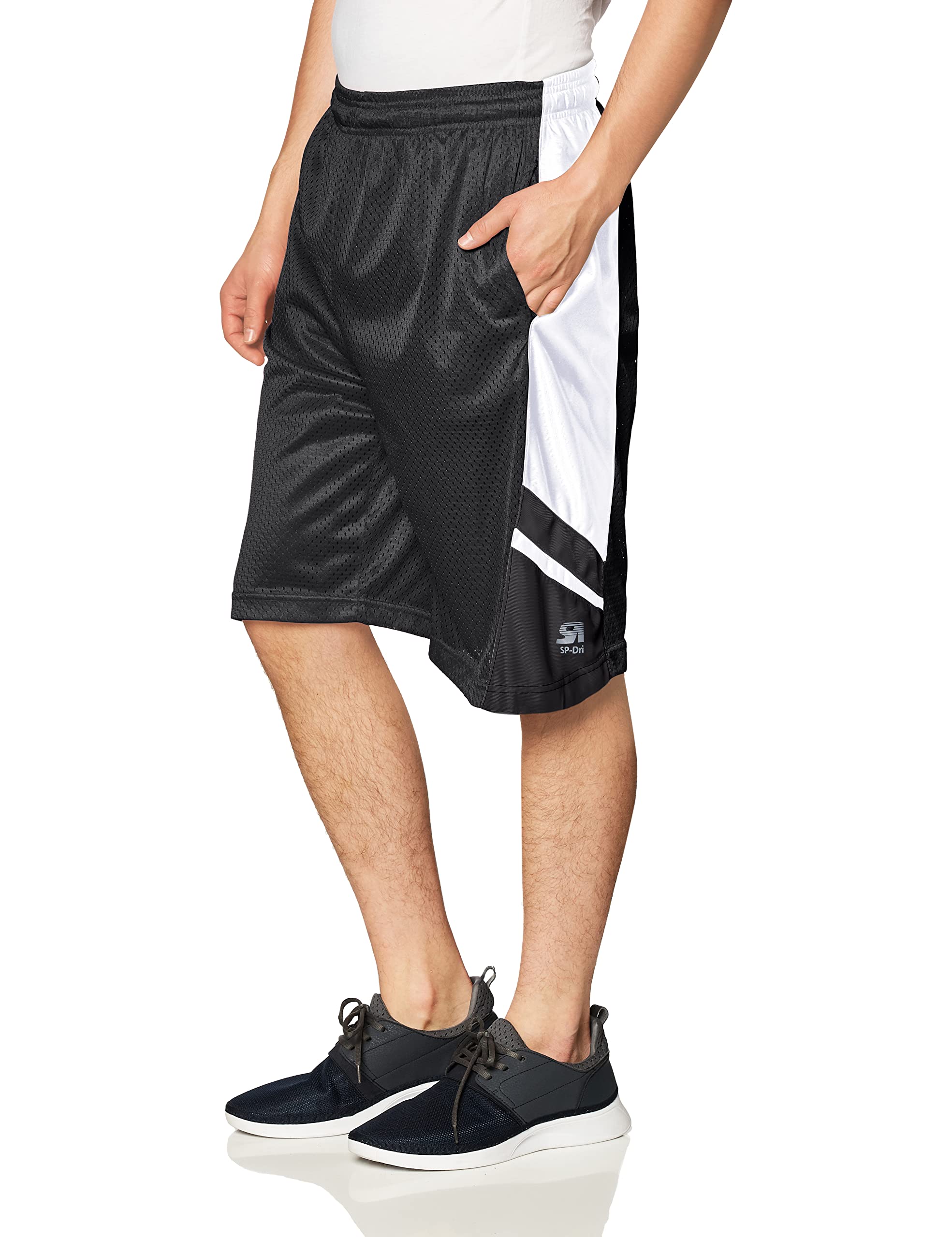Southpole Men's Athletic Gym Mesh Shorts with Pockets, Lightweight, Quick Dry, Breathable, Black, X-Large
