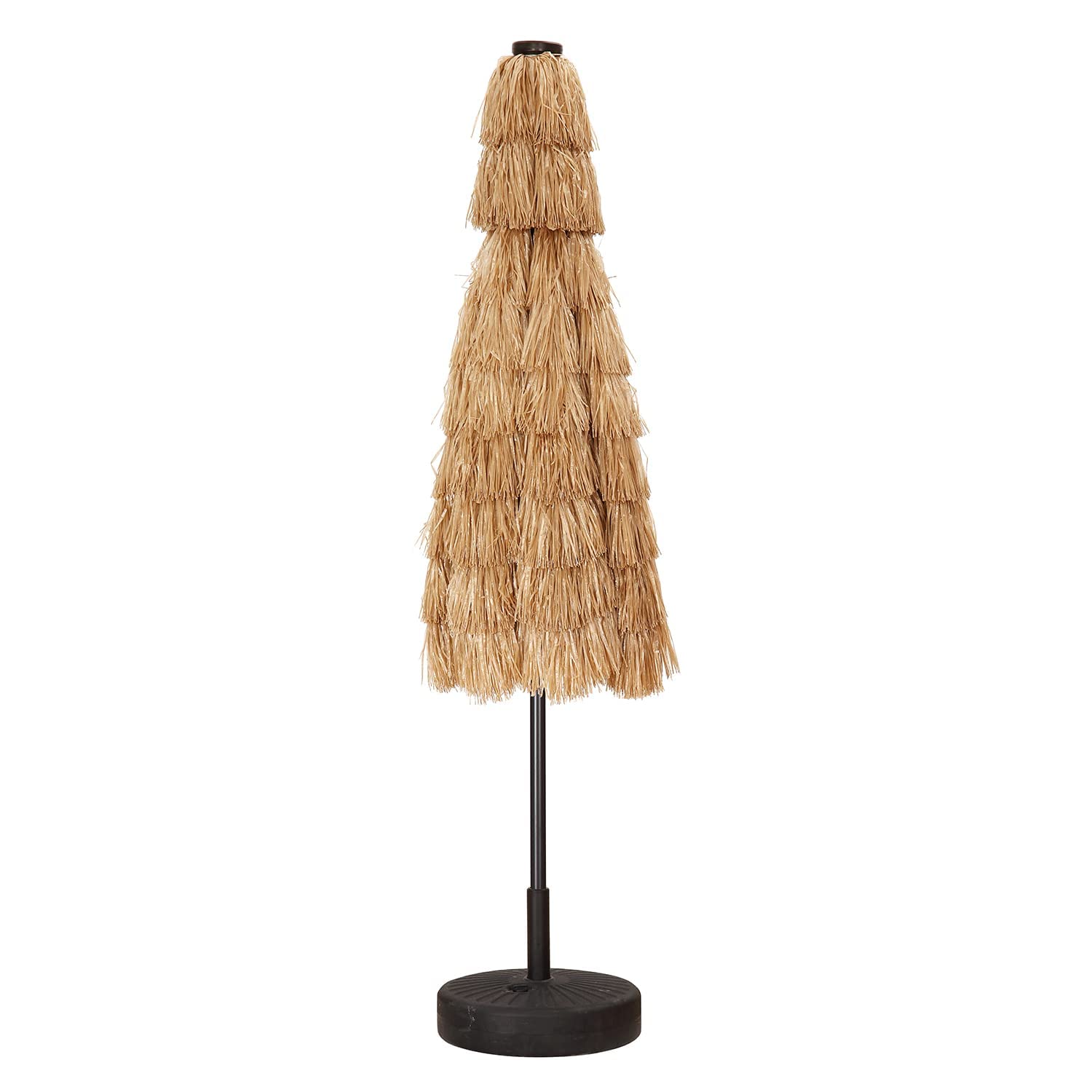HYD-Parts 10FT Double Top Thatched Patio Umbrella Outdoor Hawaiian Style Beach Tiki Umbrella with Solar LED light & Crank for Patio, Pool, and Beach