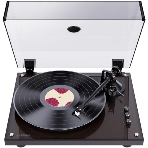 1 BY ONE Luscinia Acrylic Sheet Turntable, Belt-Drive Vinyl Record Player with Bluetooth Connectivity, Built-in Phono Preamp, USB Recording RCA Output, Adjustable Counterweight and Magnetic Cartridge