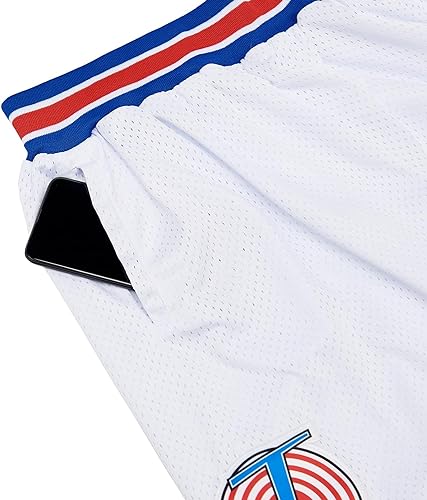 CAIYOO Space Movie Mens Basketball Shorts 90S Hip Hop Athletic Shorts (US, Alpha, Large, Regular, Regular, White)