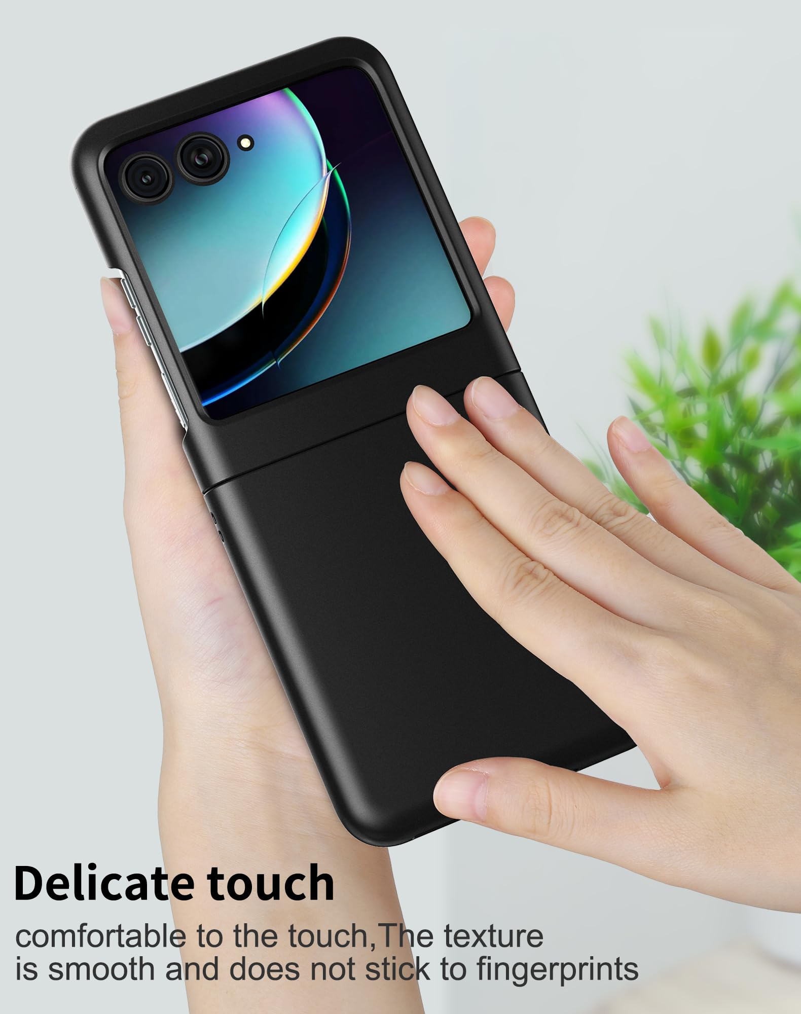 Foluu Slim Fit Case for Motorola Razr Plus 2023, with 1 Pack Soft Inner TPU Moto Razr Plus 2023 Screen Protector, 1 Pack Front Built-in Screen Protector, Matte PC Cover for Motorola Razr+ 2023 Black