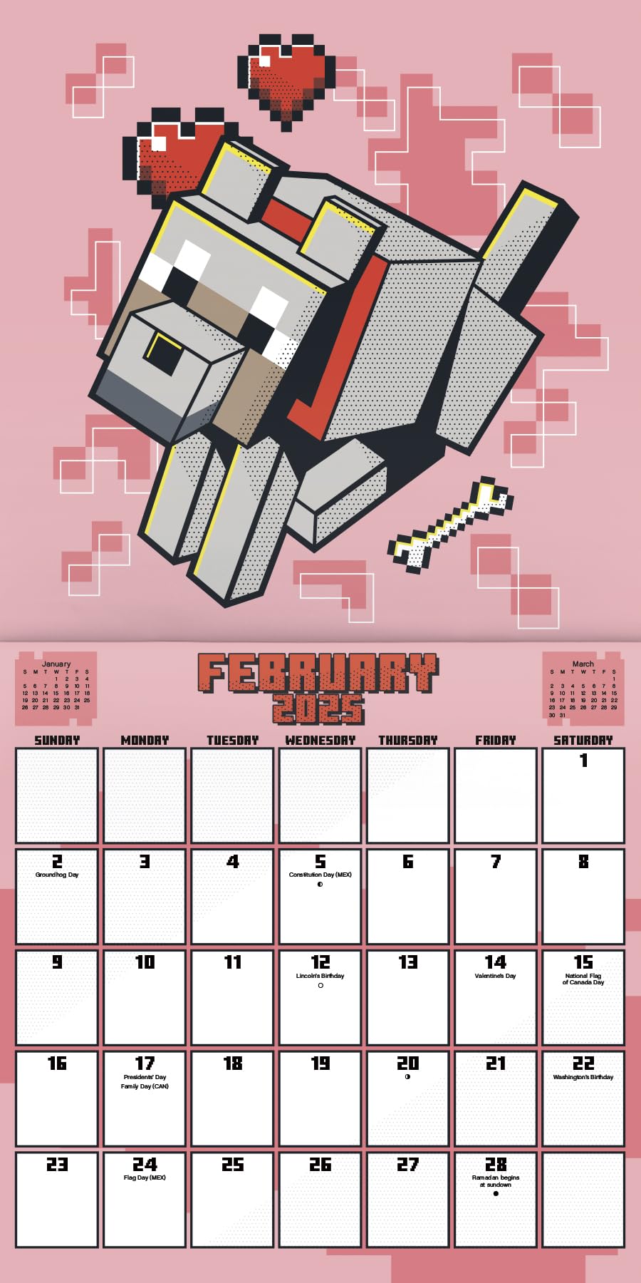 Minecraft Calendar 2025 - Deluxe 2025 Minecraft Wall Calendar Bundle with Over 100 Calendar Stickers (Minecraft Gifts, Office Supplies)