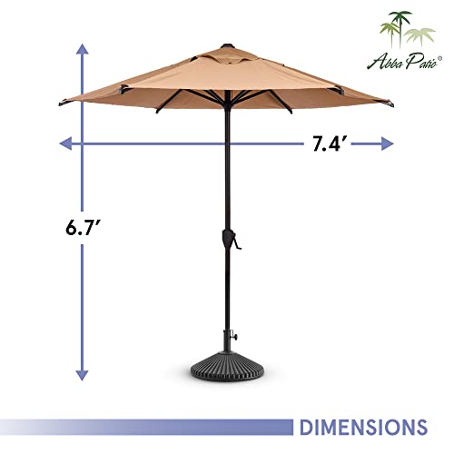 Abba Patio 7.5ft Patio Umbrella Market Outdoor Table Umbrella with Push Button Tilt and Crank, 6 Ribs, UV Protection, Tan