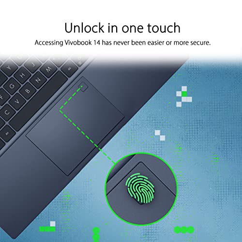 ASUS VivoBook 14 Slim Laptop, 14" FHD Display, Intel Core i3-1215U CPU, Intel UHD Graphics, 4GB DDR4 RAM, 128GB SSD, Fingerprint Sensor, Windows 11 Home, Quiet Blue, F1402ZA-AB31