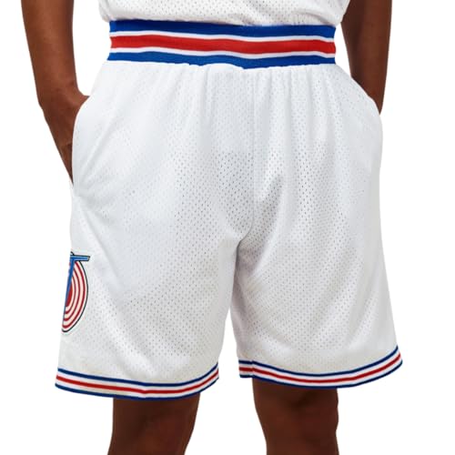 CAIYOO Space Movie Mens Basketball Shorts 90S Hip Hop Athletic Shorts (US, Alpha, Large, Regular, Regular, White)