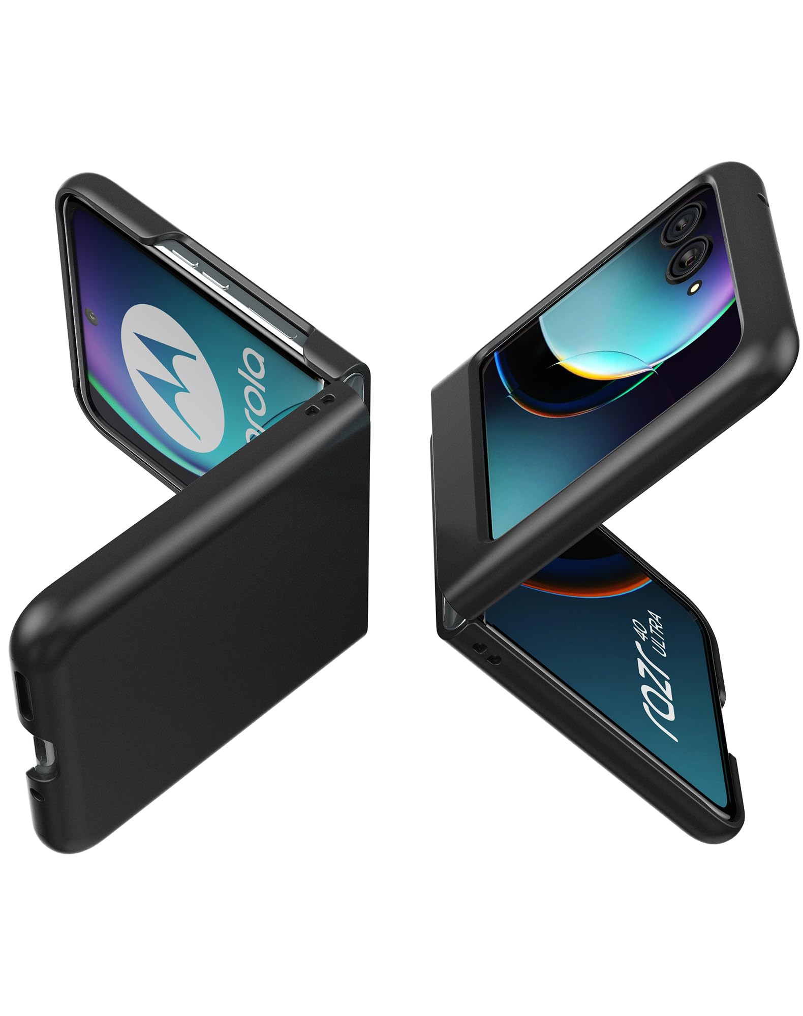 Foluu Slim Fit Case for Motorola Razr Plus 2023, with 1 Pack Soft Inner TPU Moto Razr Plus 2023 Screen Protector, 1 Pack Front Built-in Screen Protector, Matte PC Cover for Motorola Razr+ 2023 Black