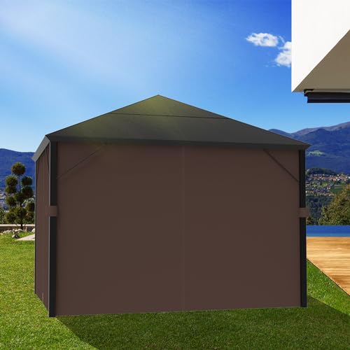 Sunshine Outdoor Replacement Gazebo Curtains 4 Panels with Zipper for Garden Patio Yard (10'x10', Brown)(Curtains Only)